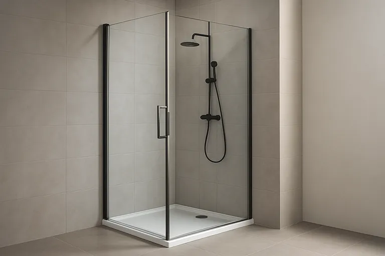 Soepele instap en strak design met een douchewand met draaideur - Badcare